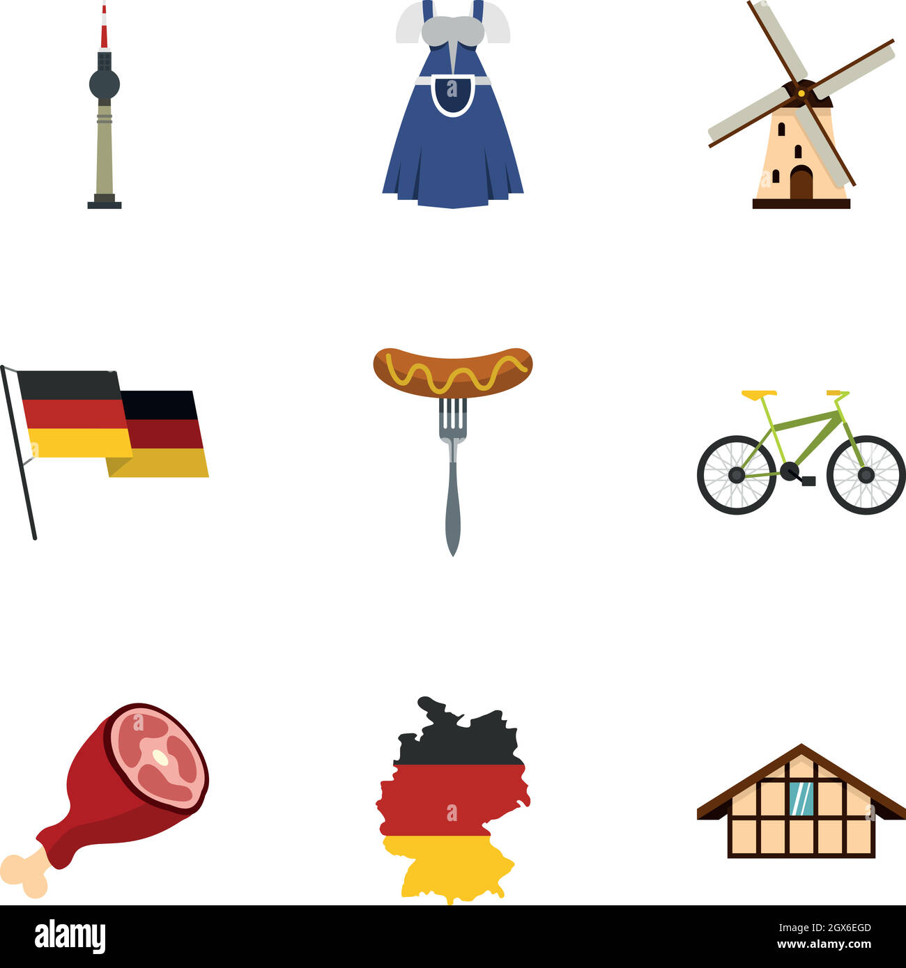 Germany elements icons set, flat style Stock Vector Image & Art - Alamy