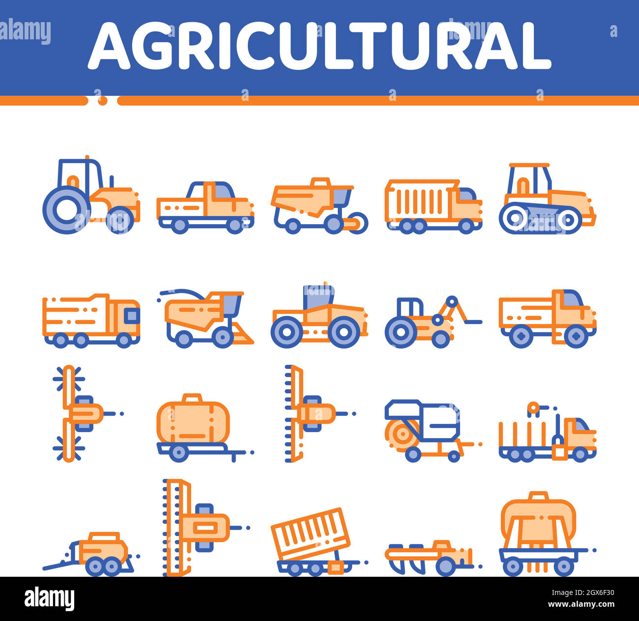 Agricultural Vehicles Vector Thin Line Icons Set Stock Vector Image & Art - Alamy