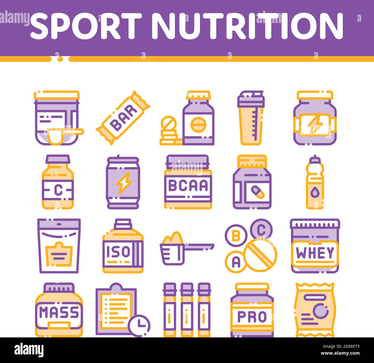 Sport Nutrition Cells Vector Thin Line Icons Set Stock Vector Image ...