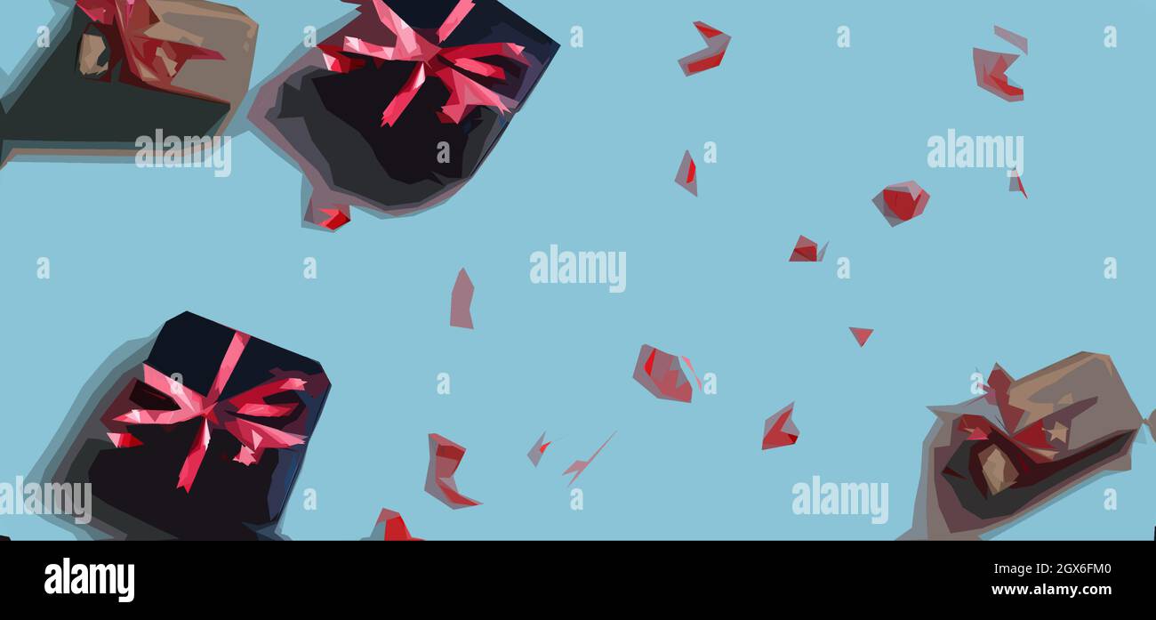 Christmas background with gifts. Xmas boxes with bows and place for ...