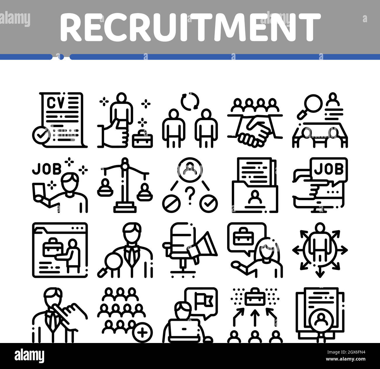 Recruitment And Research Employee Icons Set Vector Stock Vector Image ...