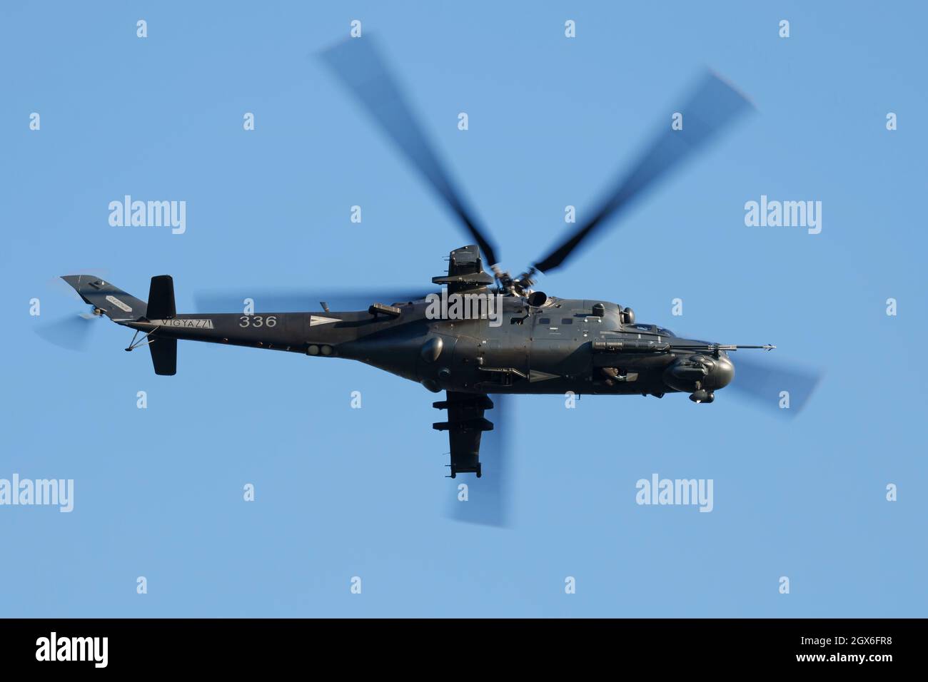 Szolnok, Hungary - August 20, 2019: Military helicopter at air base ...