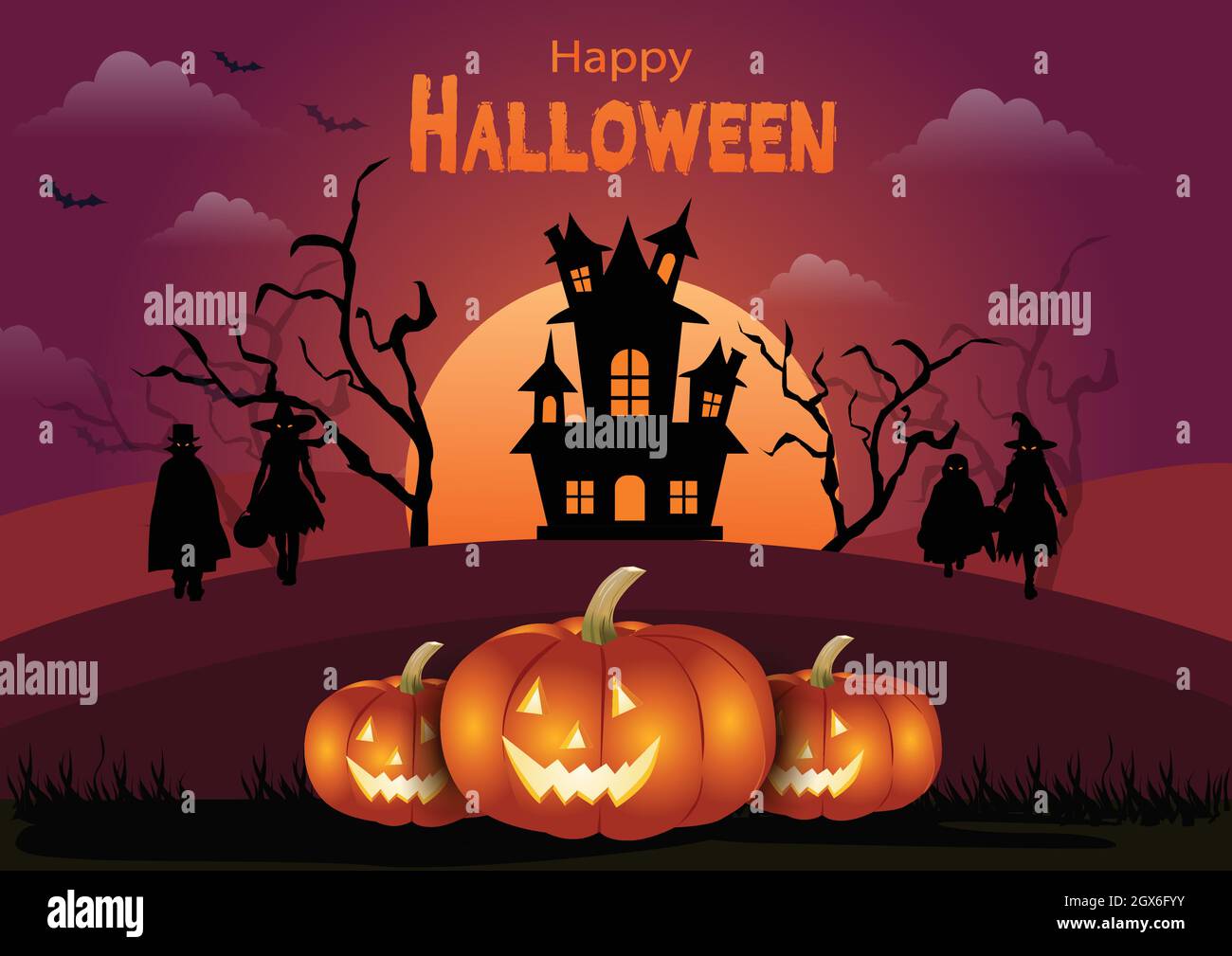 Happy Halloween. Children costume in Halloween fancy dress to go Trick ...