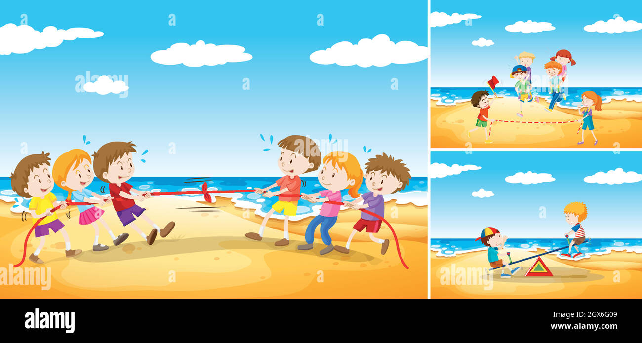 Beach child playing Stock Vector Images - Alamy