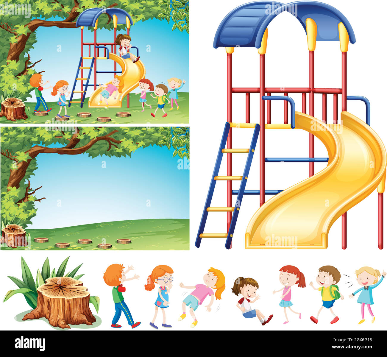 Playground scene with happy children Stock Vector Image & Art - Alamy