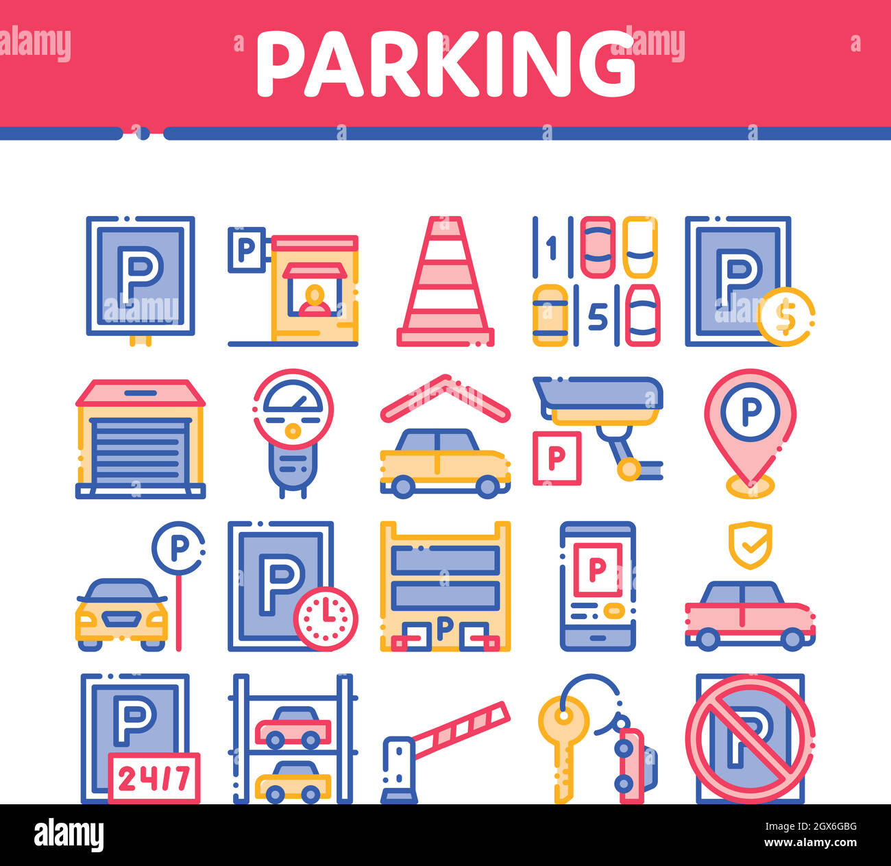Parking Car Collection Elements Icons Set Vector Stock Vector Image ... Parking Car Collection Elements Icons Set Vector Stock Vector Image ...