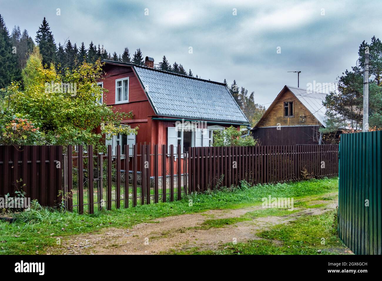 Russia, Moscow Region. Russian dacha community in autumn Stock Photo ...