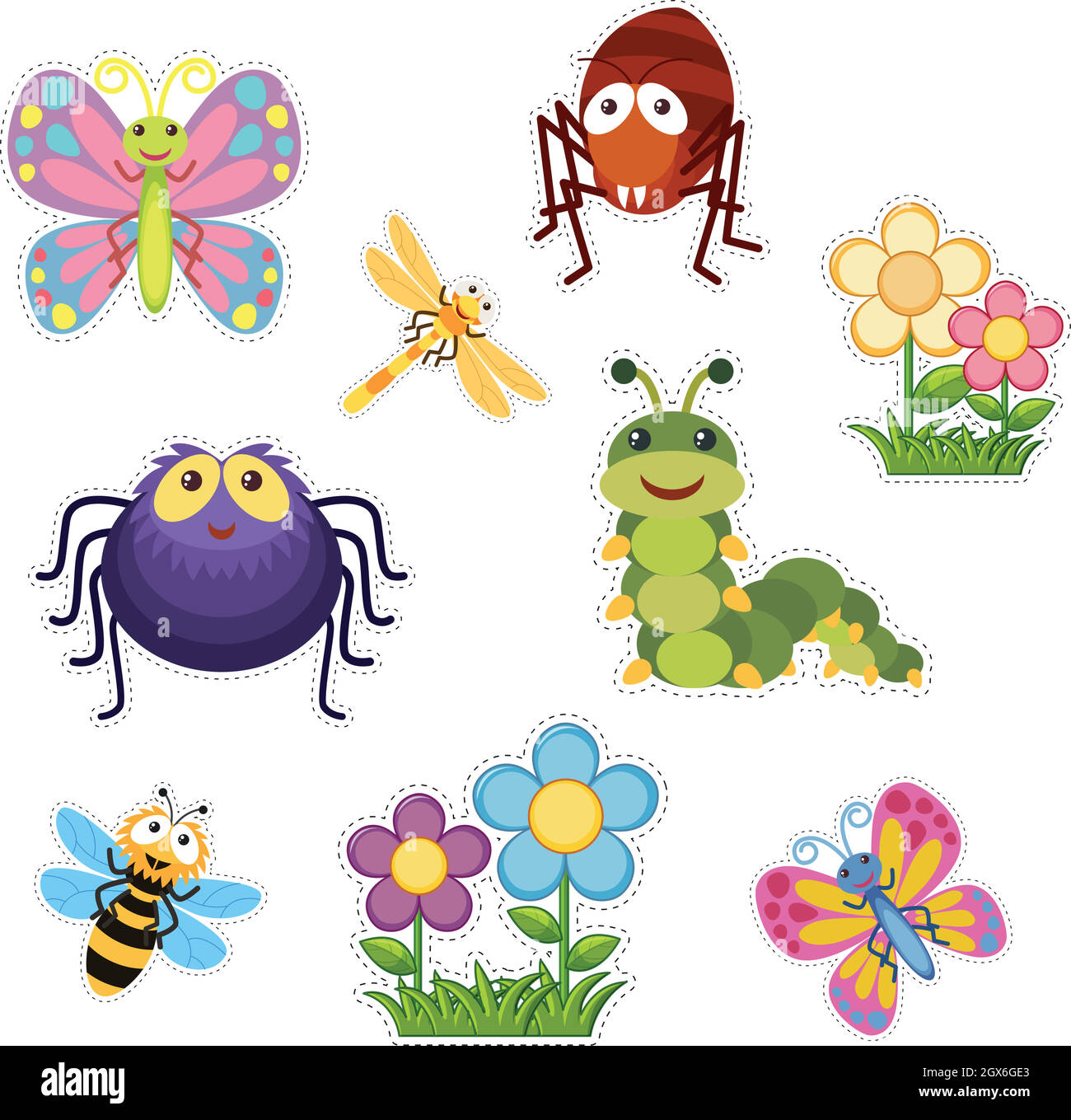 Sticker design with bugs and insects Stock Vector Image & Art - Alamy