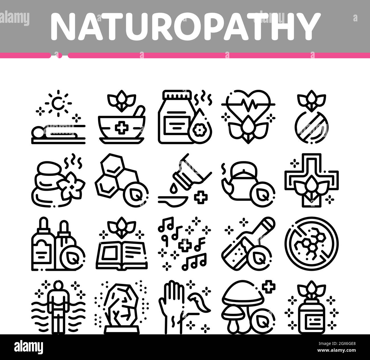 Traditional Naturopathy Medicine Icons Set Vector Stock Vector Image ...
