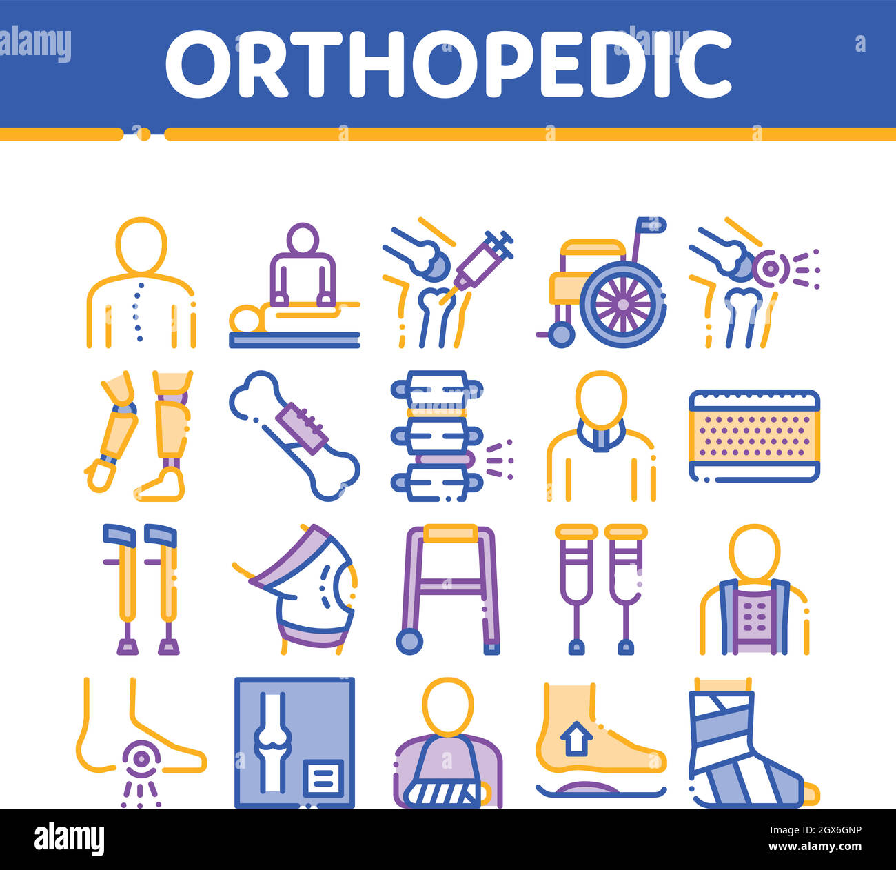 Orthopedic Collection Elements Vector Icons Set Stock Vector Image ...