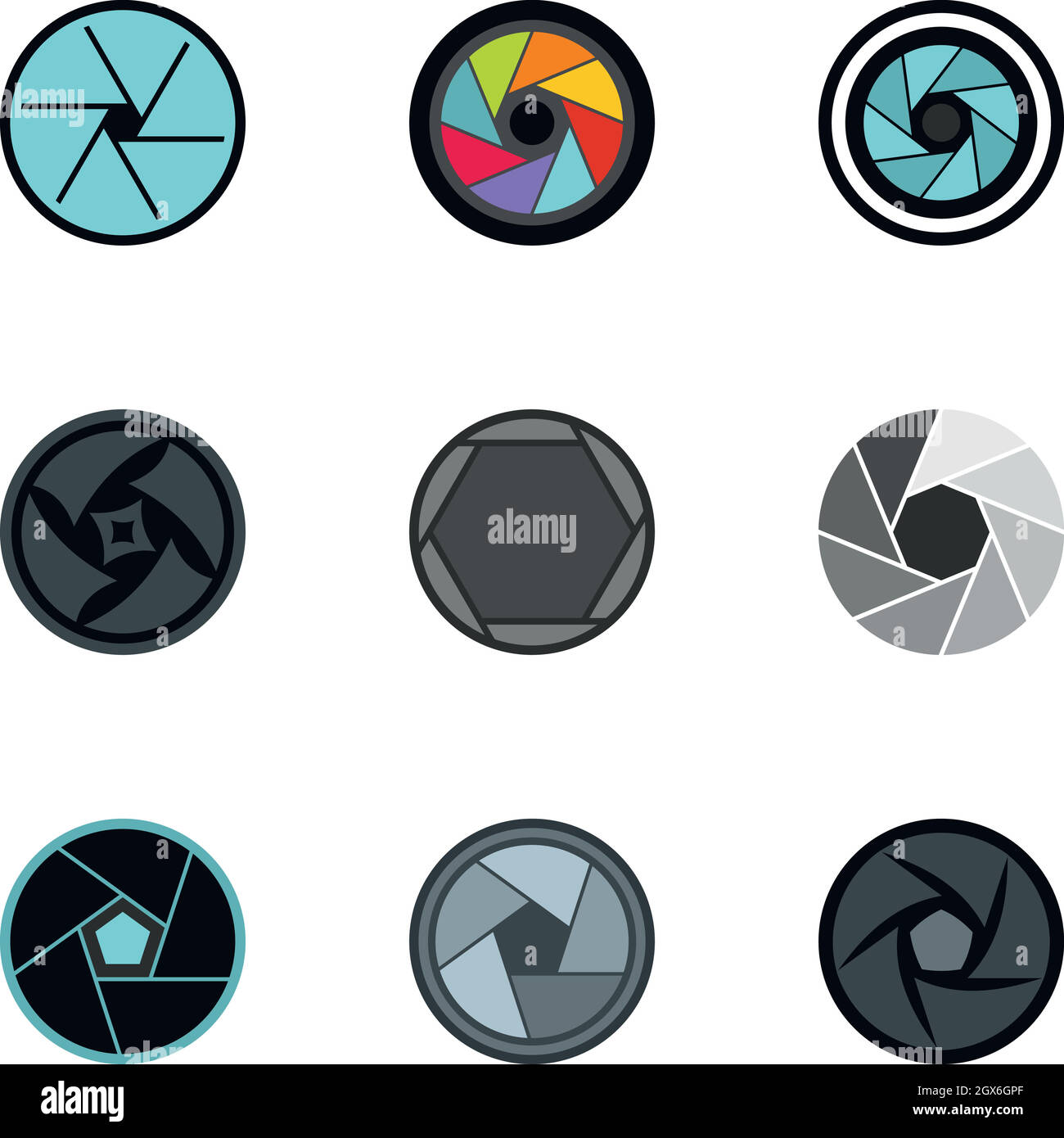 Camera aperture icons set, flat style Stock Vector Image & Art - Alamy