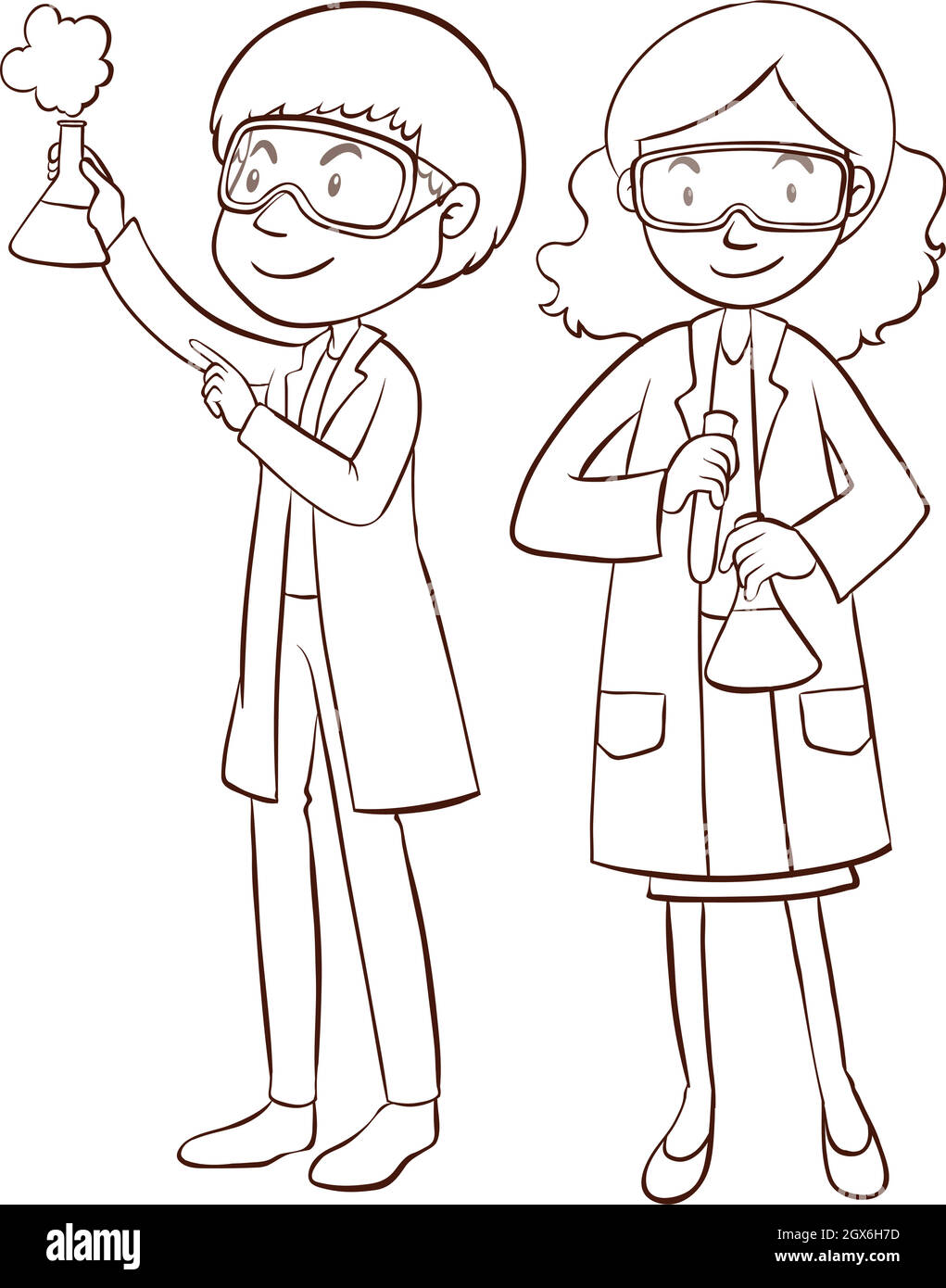 Female Scientist Drawing