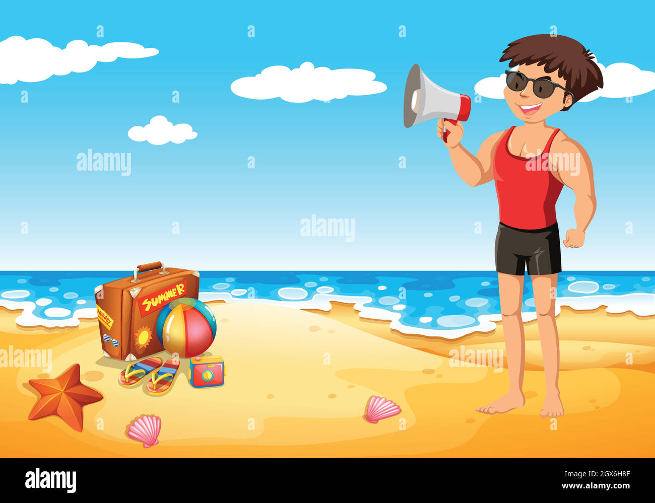 Red lifeguard chair Stock Vector Images - Alamy