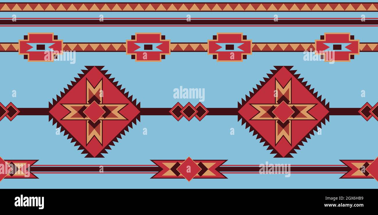 Santa Fe blanket abstract design in repeat seamless pattern - Vector ...