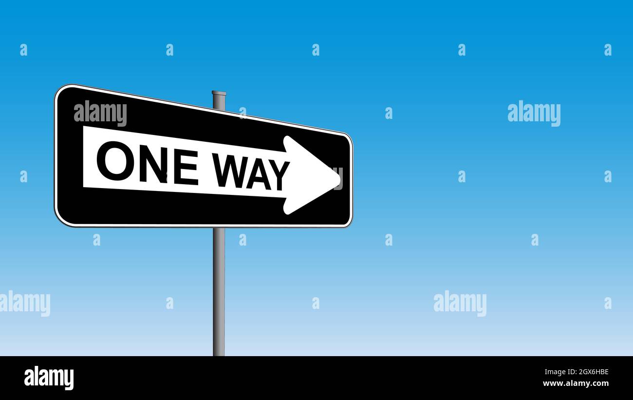 One Way street sign with a blue background - Vector Illustration Stock ...