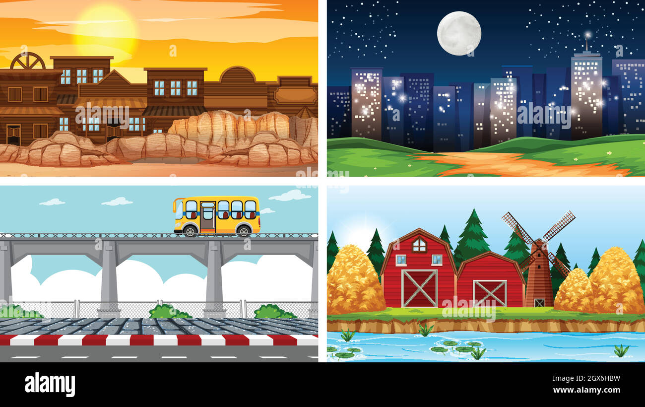 Night street scenes Stock Vector Images - Alamy