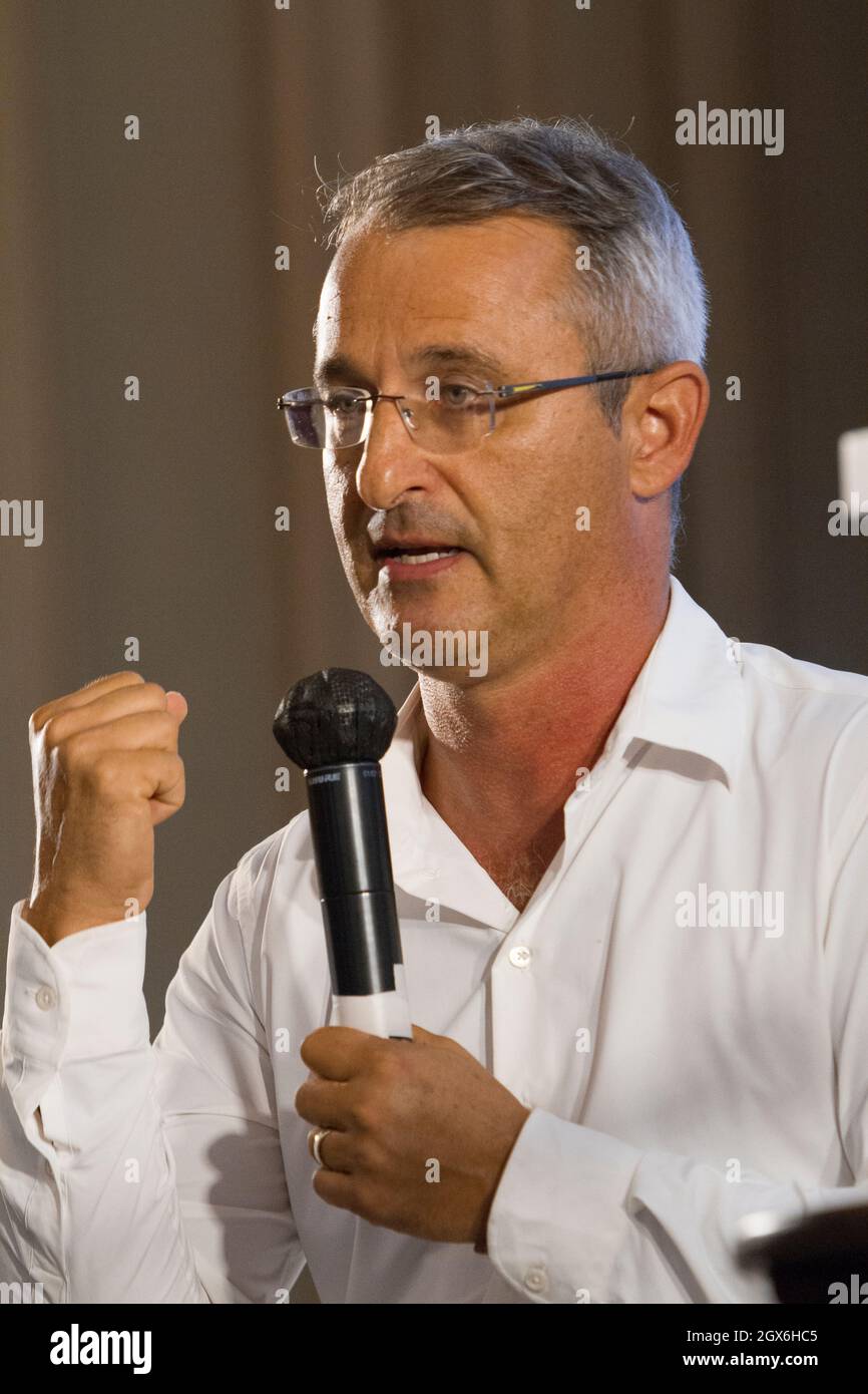 Israeli writer Eshkol Nevo ( אשכול נבו ) portrayed during a lesson in ...