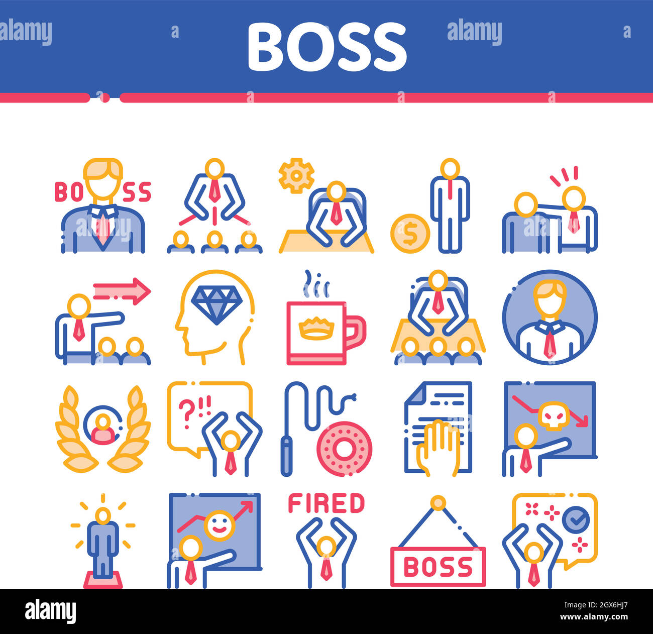 Boss Leader Company Collection Icons Set Vector Stock Vector Image ...