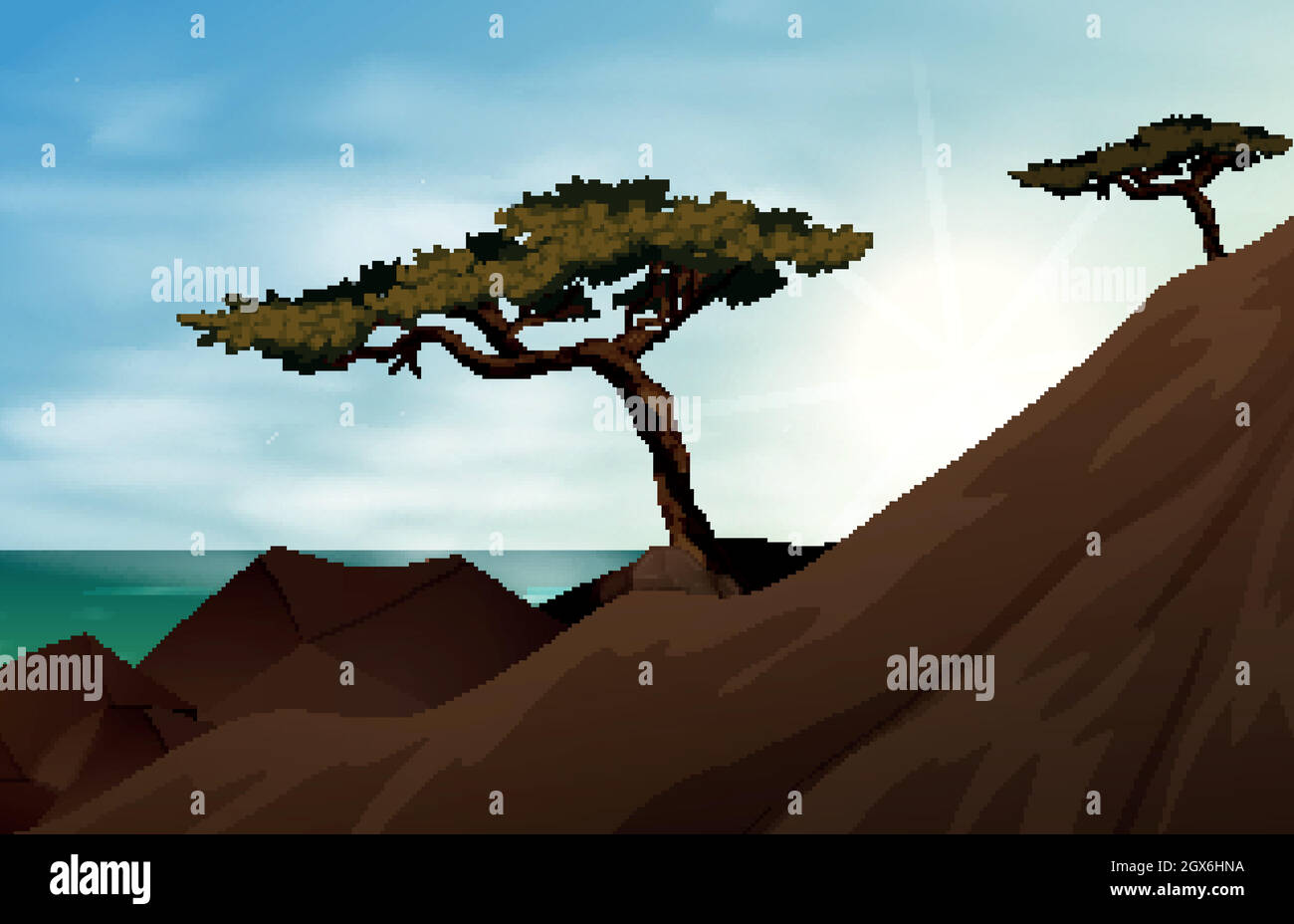 Mountain trees landscape Stock Vector Images - Alamy