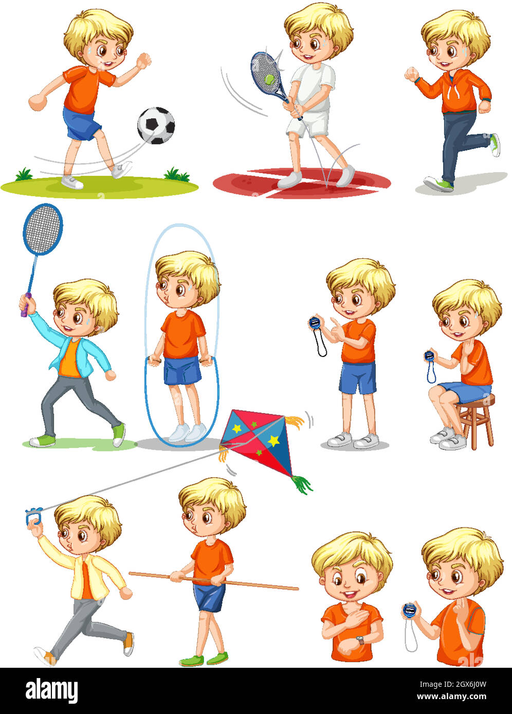 Set of a boy doing different activities Stock Vector Image & Art - Alamy