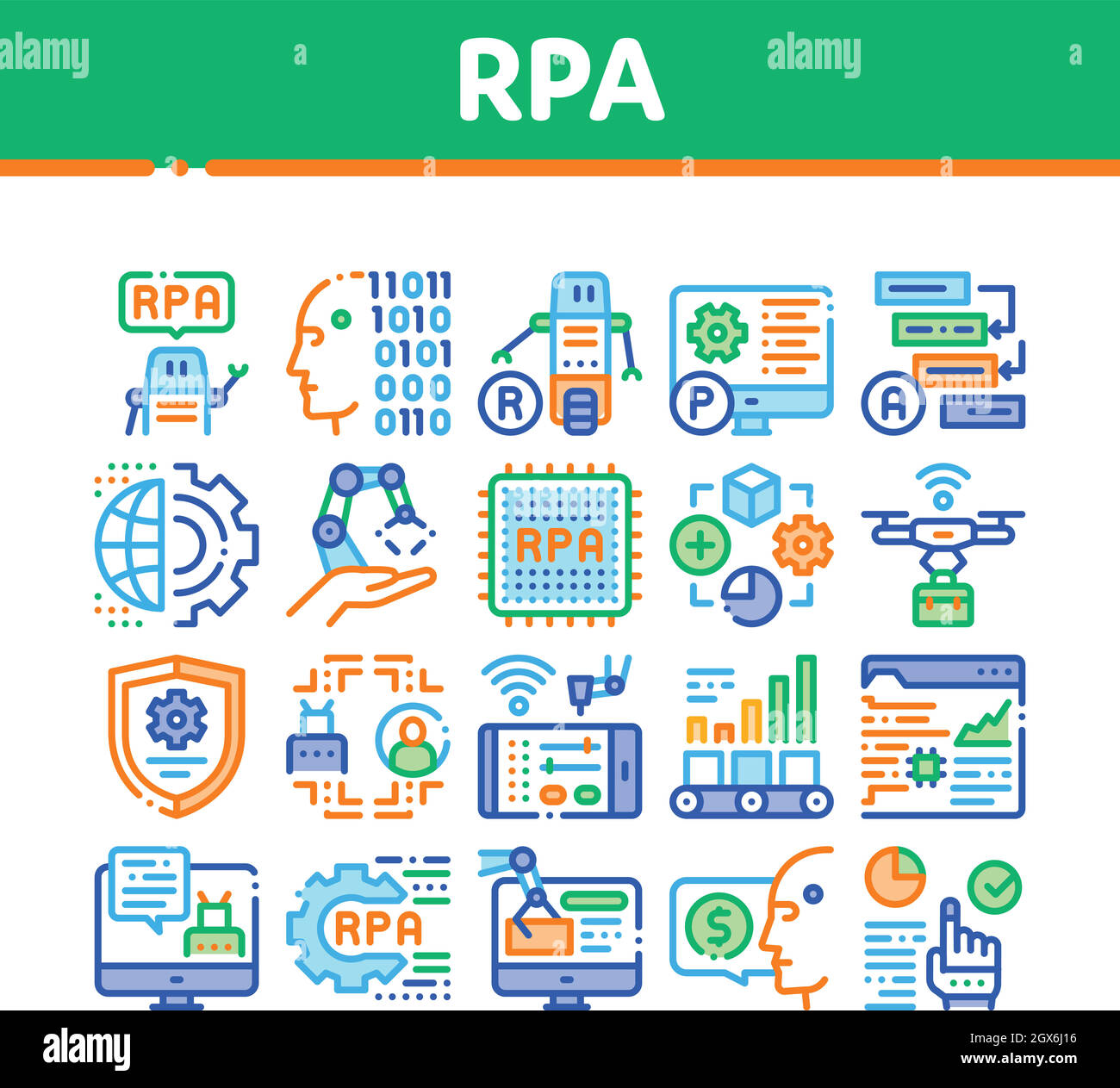 Rpa Robotic Process Automation Icons Set Vector Stock Vector Image ... Rpa Robotic Process Automation Icons Set Vector Stock Vector Image ...