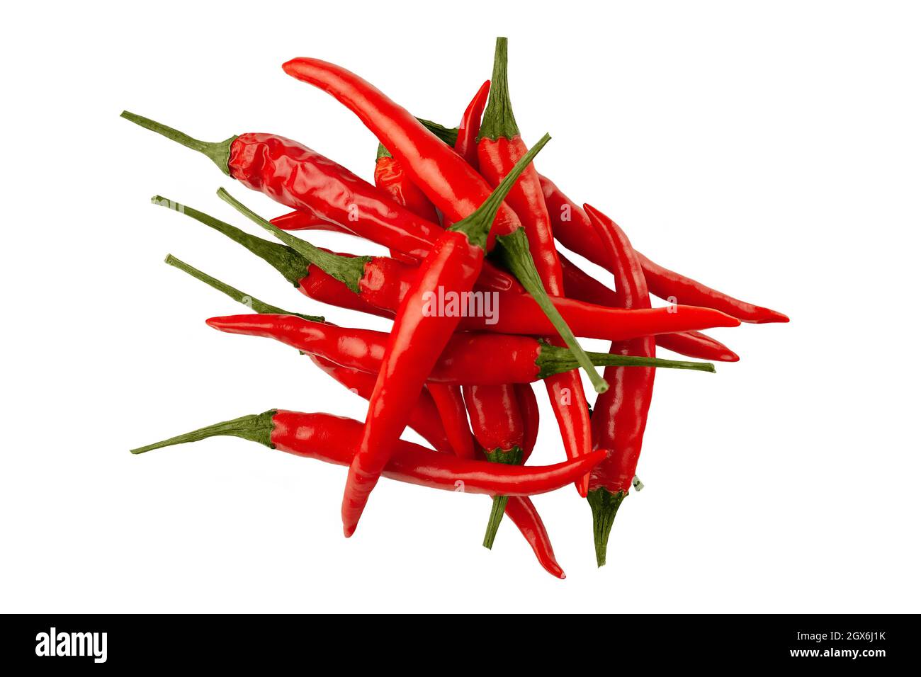 Group of three chili peppers isolated on white background as package ...