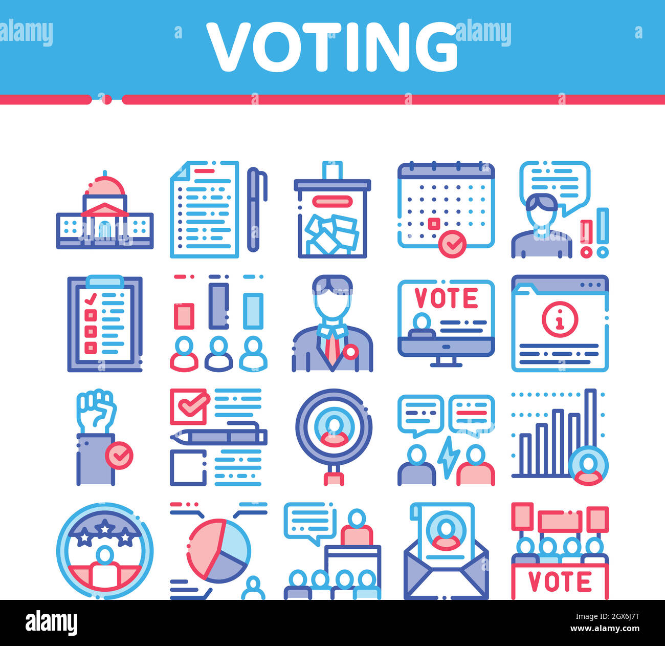 Voting And Election Collection Icons Set Vector Stock Vector Image ...