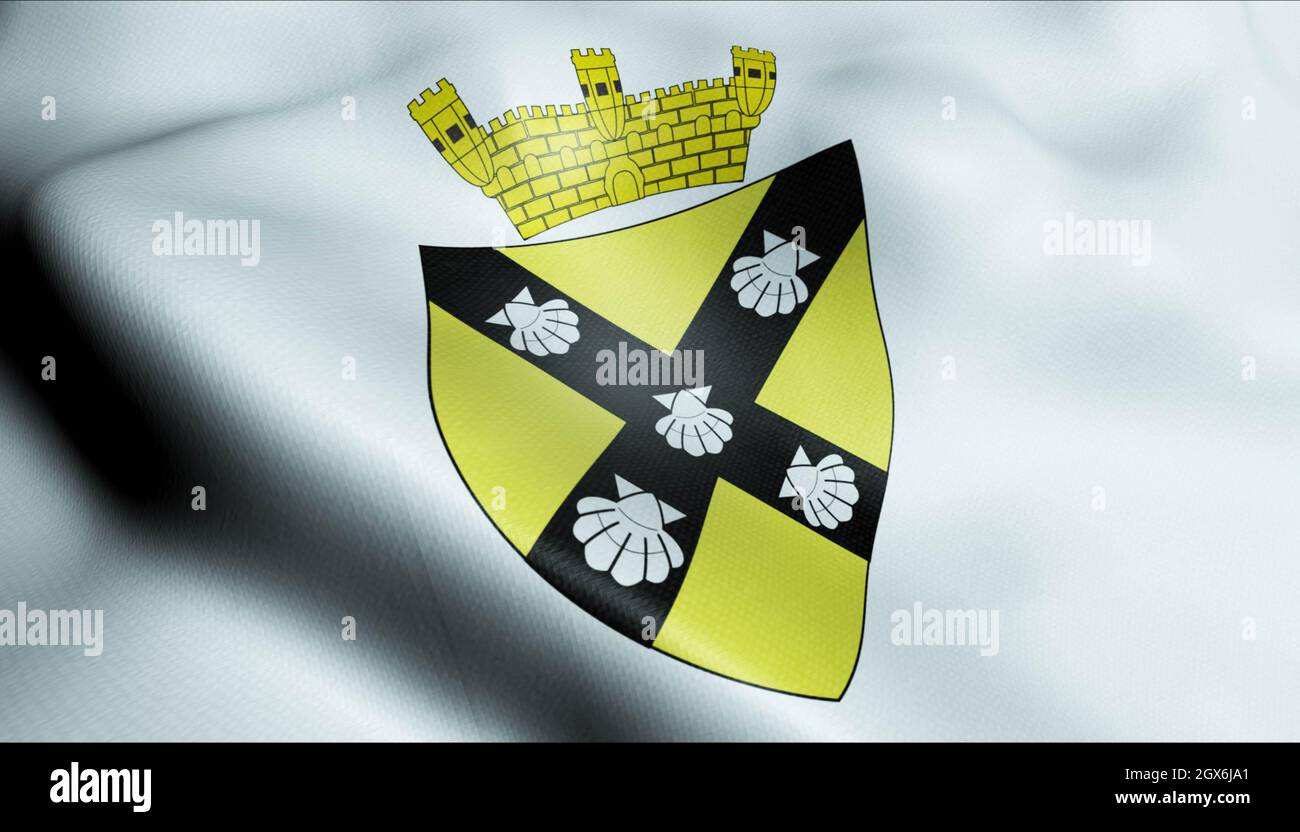 3D Illustration of a waving Maltese city flag of Senglea Stock Photo ...