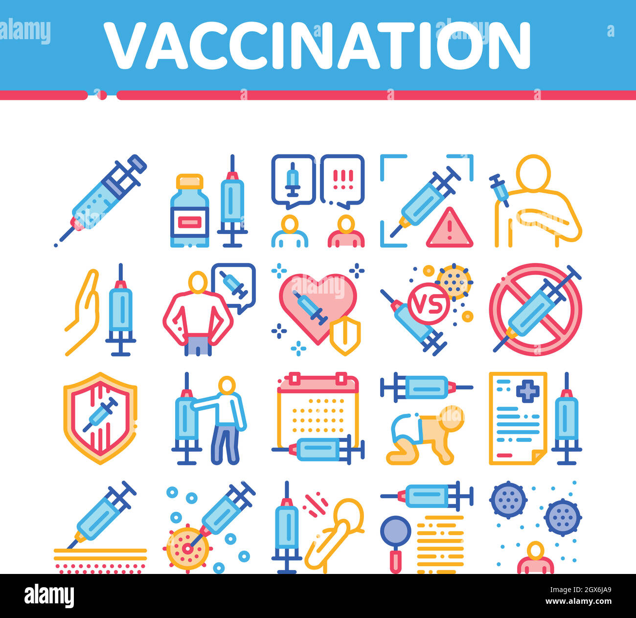 Vaccination Syringe Collection Icons Set Vector Stock Vector Image ...
