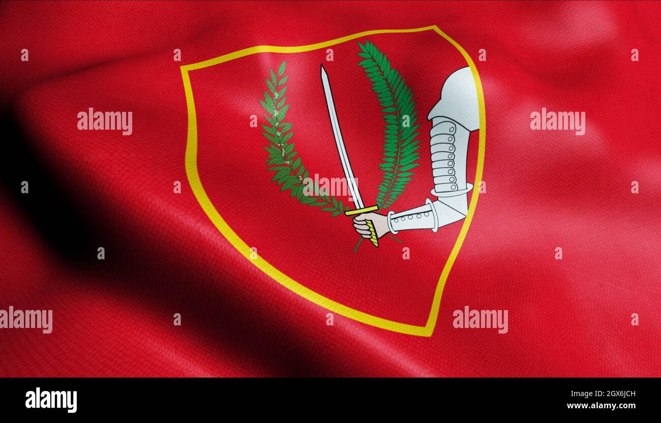 3D Illustration of a waving Maltese city flag of Birgu Stock Photo - Alamy