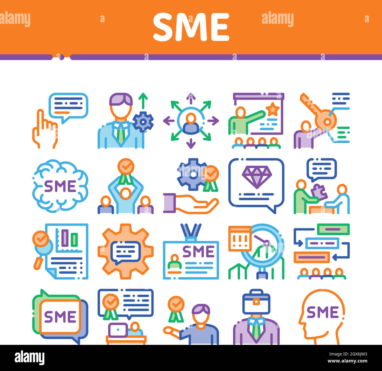 Sme Business Company Collection Icons Set Vector Stock Vector Image ...