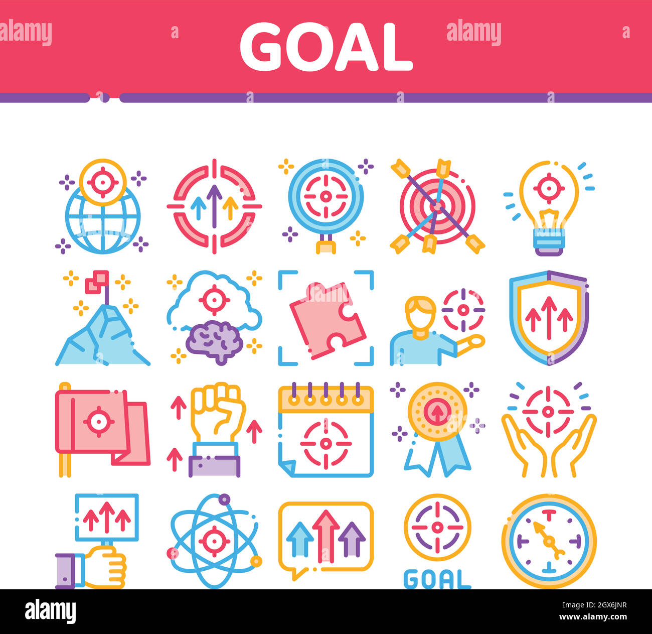 Goal Target Purpose Collection Icons Set Vector Stock Vector Image ...
