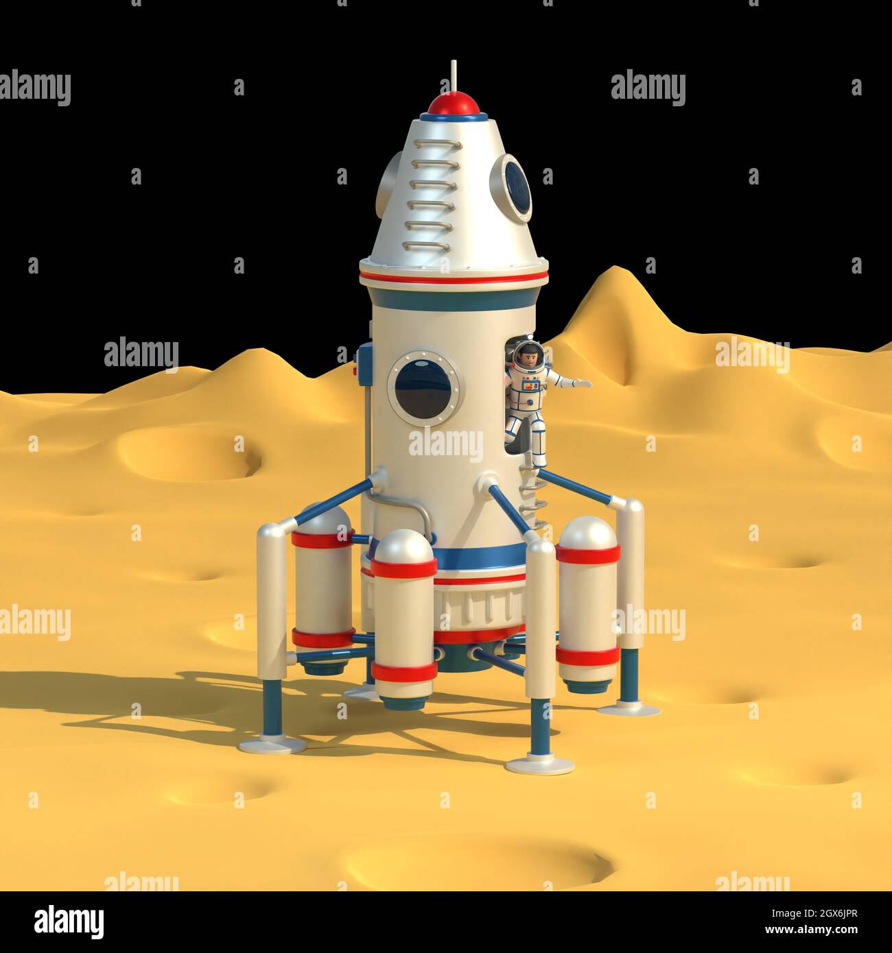 Space lander with astronaut on the surface of the moon Stock Photo - Alamy