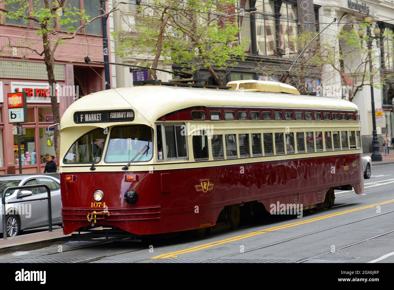 F-line Antique PCC streetcar No.1074 Toronto on Market Street at ...