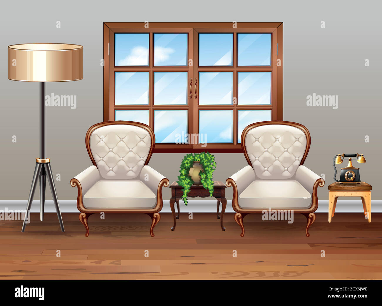 Vintage design living room Stock Vector Images - Alamy