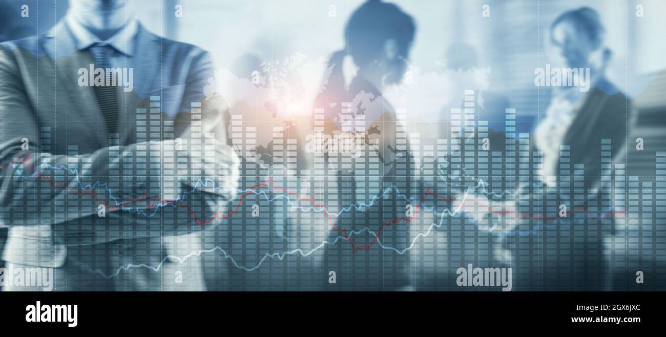 Business graph chart. Virtual screen with stock market changes ...