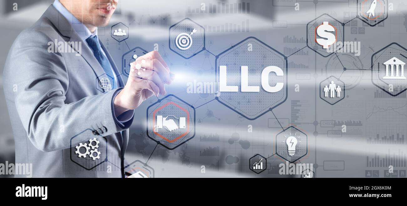 Limited Liability Company concept. Businessman touched LLC Stock Photo ...