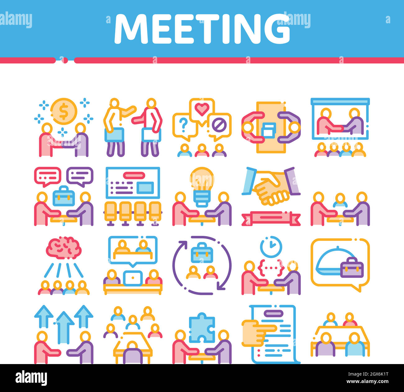 Business Meeting Conference Icons Set Vector Stock Vector Image & Art ...