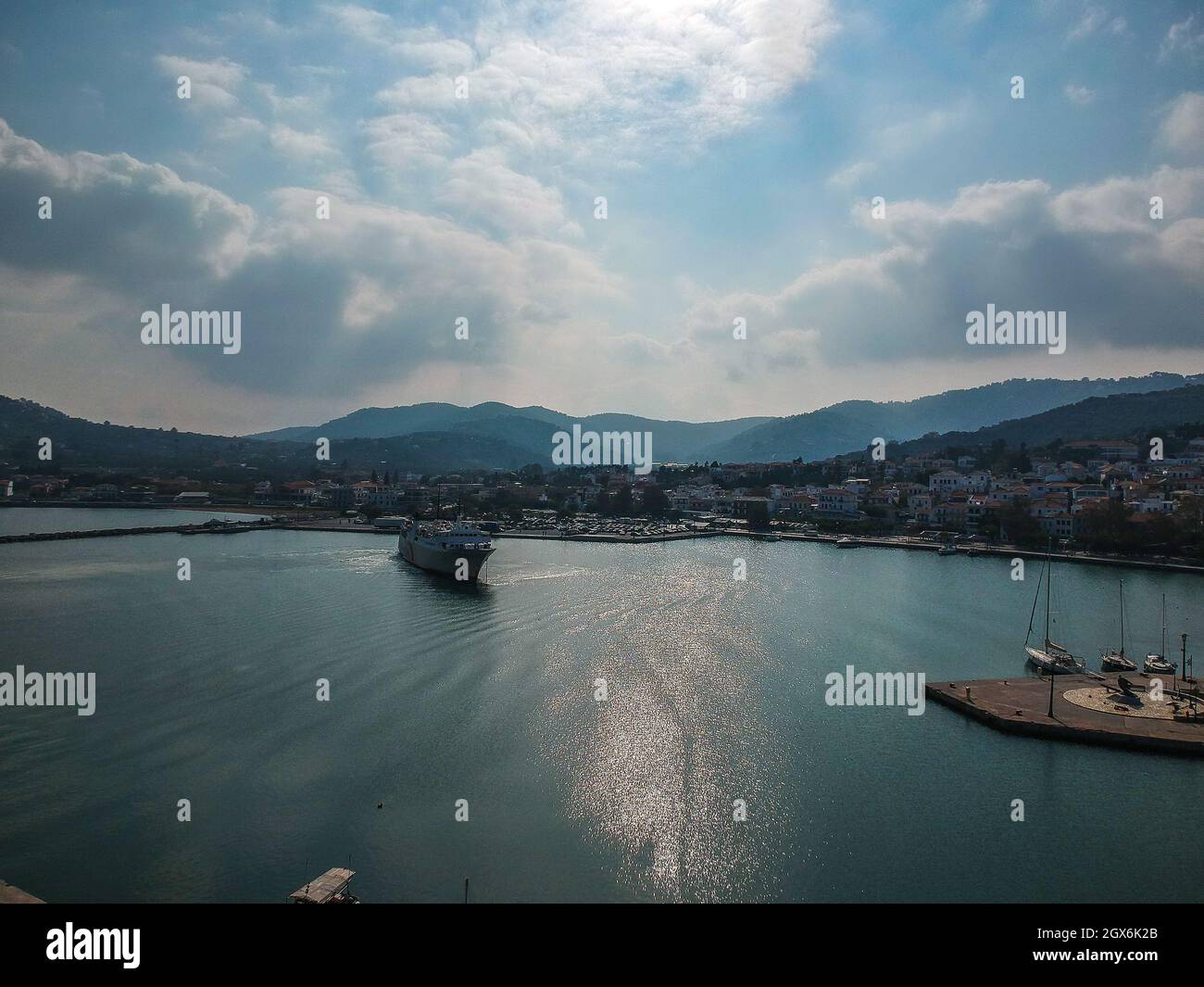 Proteus Ferry boat from Anes Ferries company arrives at Skopelos port ...