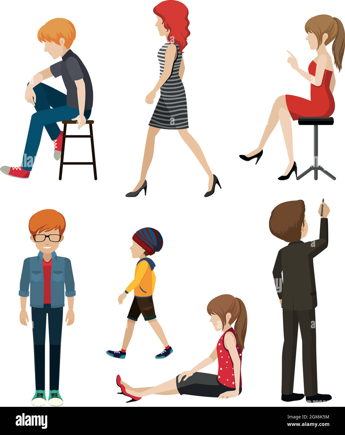 Many people standing walking sitting relaxing Stock Vector Images - Alamy