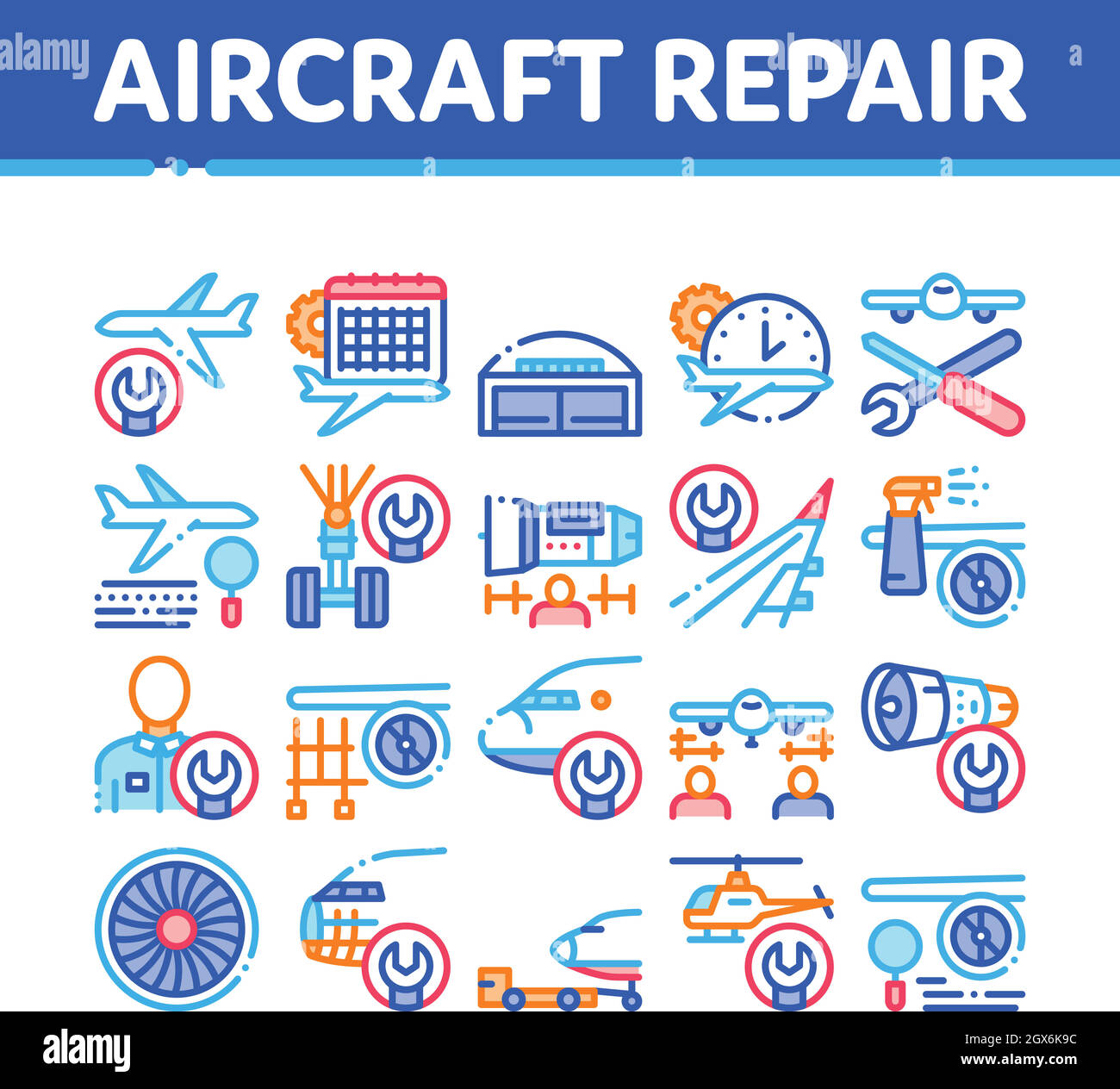 Aircraft Repair Tool Collection Icons Set Vector Stock Vector Image ...