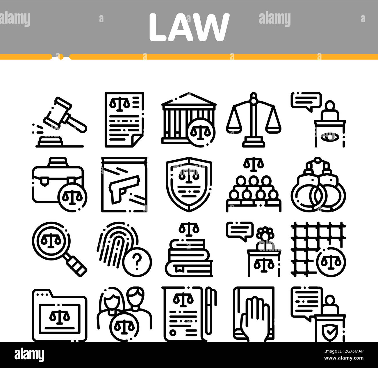 Law And Judgement Collection Icons Set Vector Stock Vector Image & Art ...
