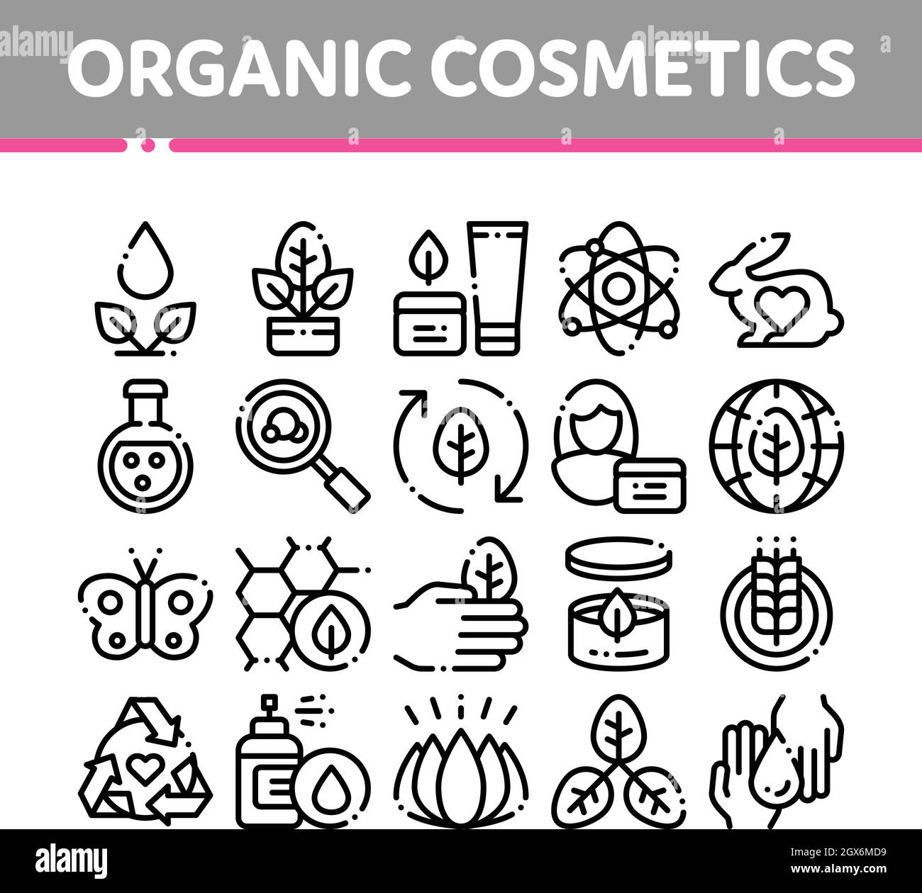 Organic Cosmetics Vector Thin Line Icons Set Stock Vector Image & Art ...