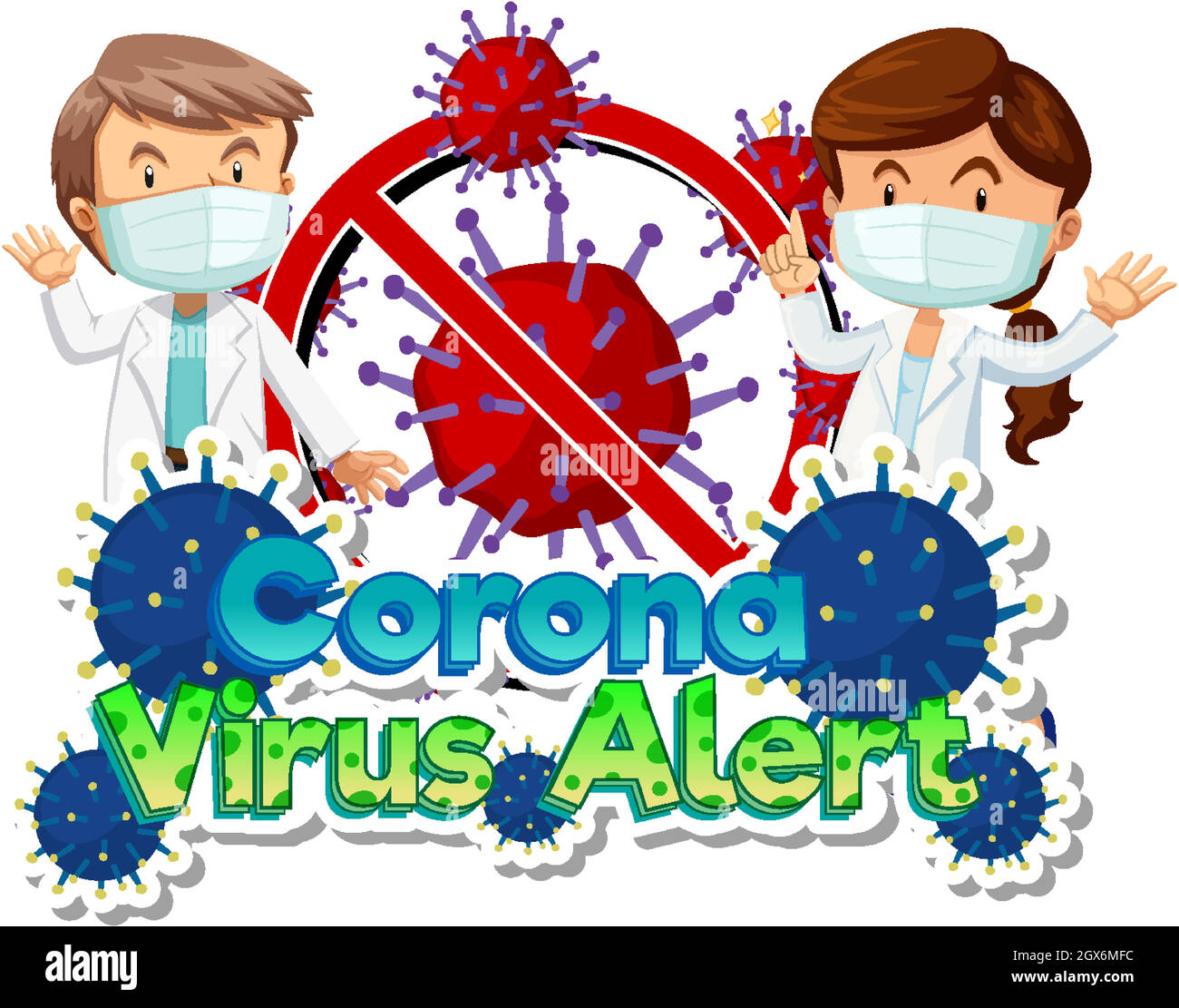 Poster design for coronavirus theme with doctors and virus cells Stock ...