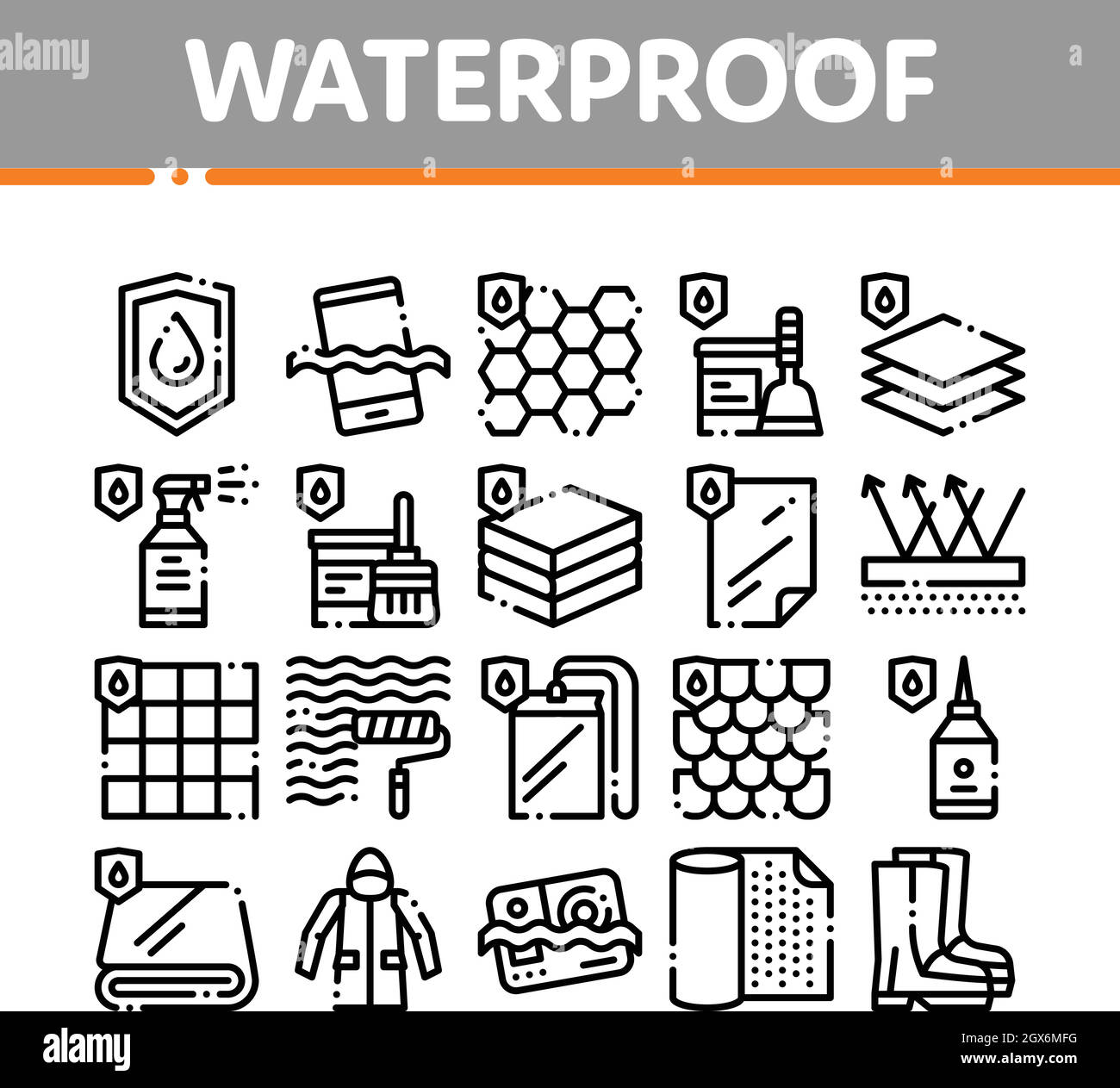Waterproof Materials Vector Thin Line Icons Set Stock Vector Image ...