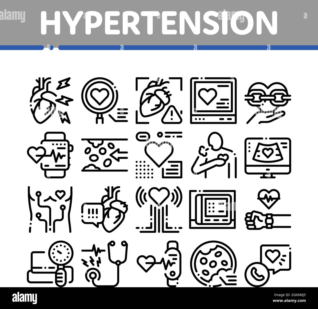 Hypertension Disease Collection Icons Set Vector Stock Vector Image ...