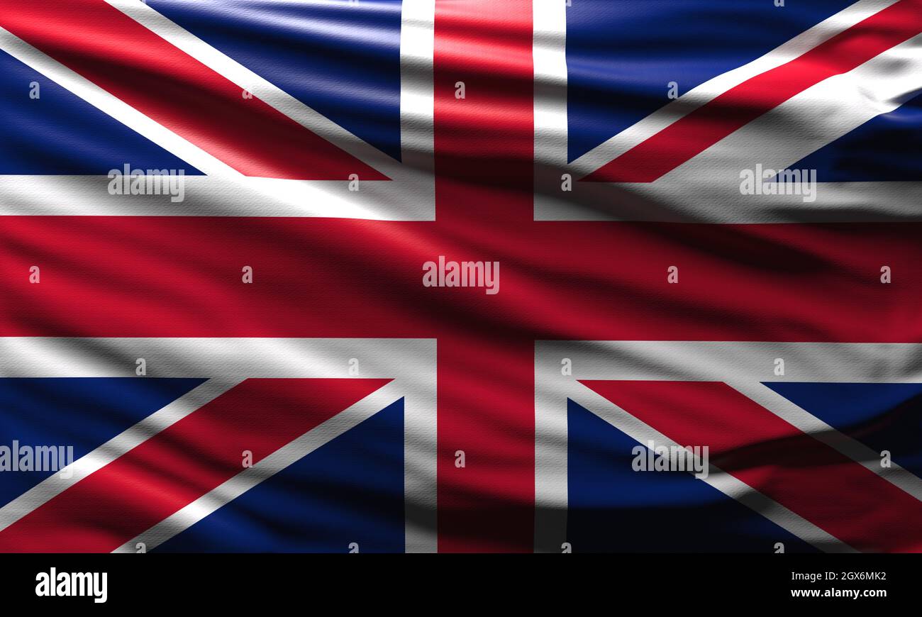 3D render of the United Kingdom flag waving in the wind Stock Photo - Alamy