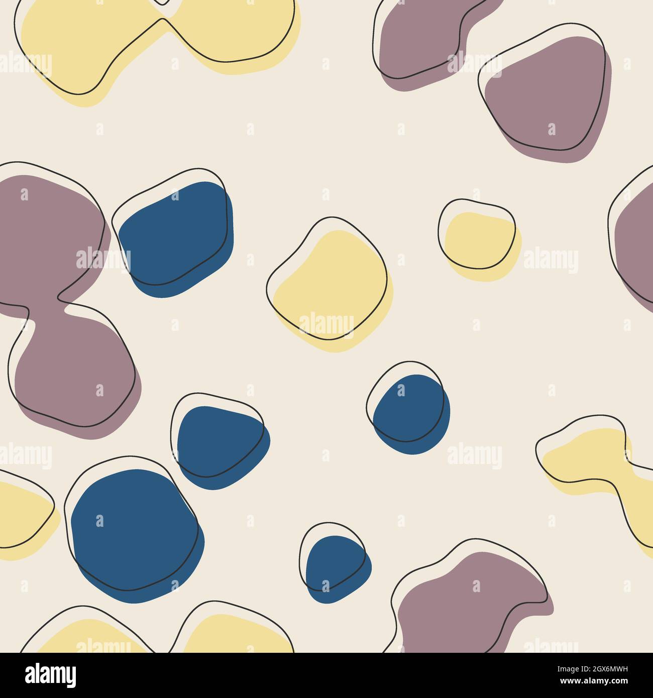 Seamless abstract organic blog shapes in various colors with offset ...