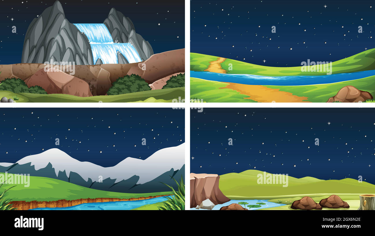 Set of nature scenes day nd night Stock Vector Image & Art - Alamy