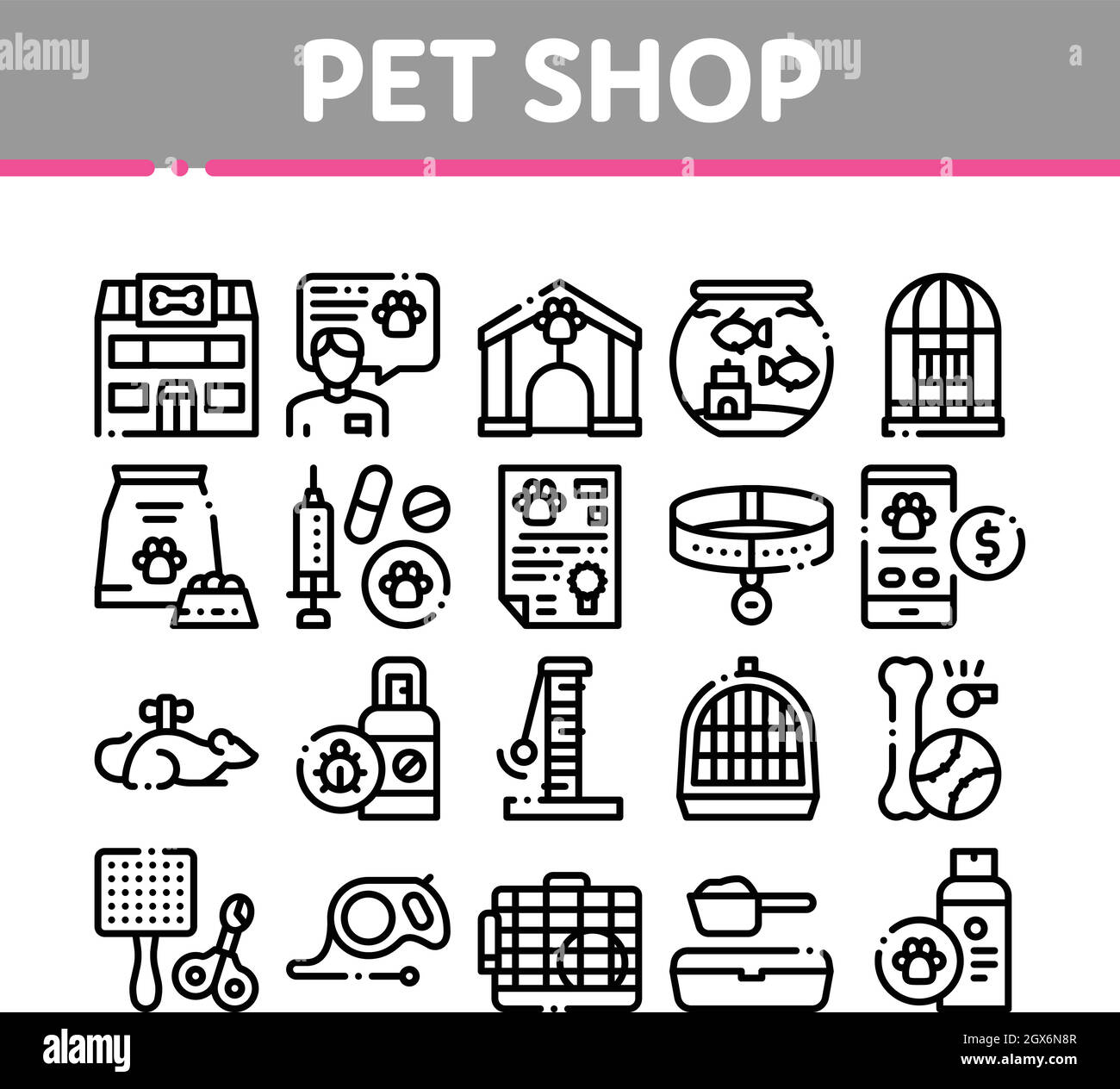 Pet Shop Collection Elements Icons Set Vector Stock Vector Image & Art ...